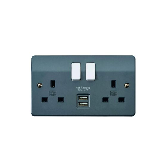 MK K2744GRA Socket 2G Swd DP USB 2A 5V – BEMCO Outlet